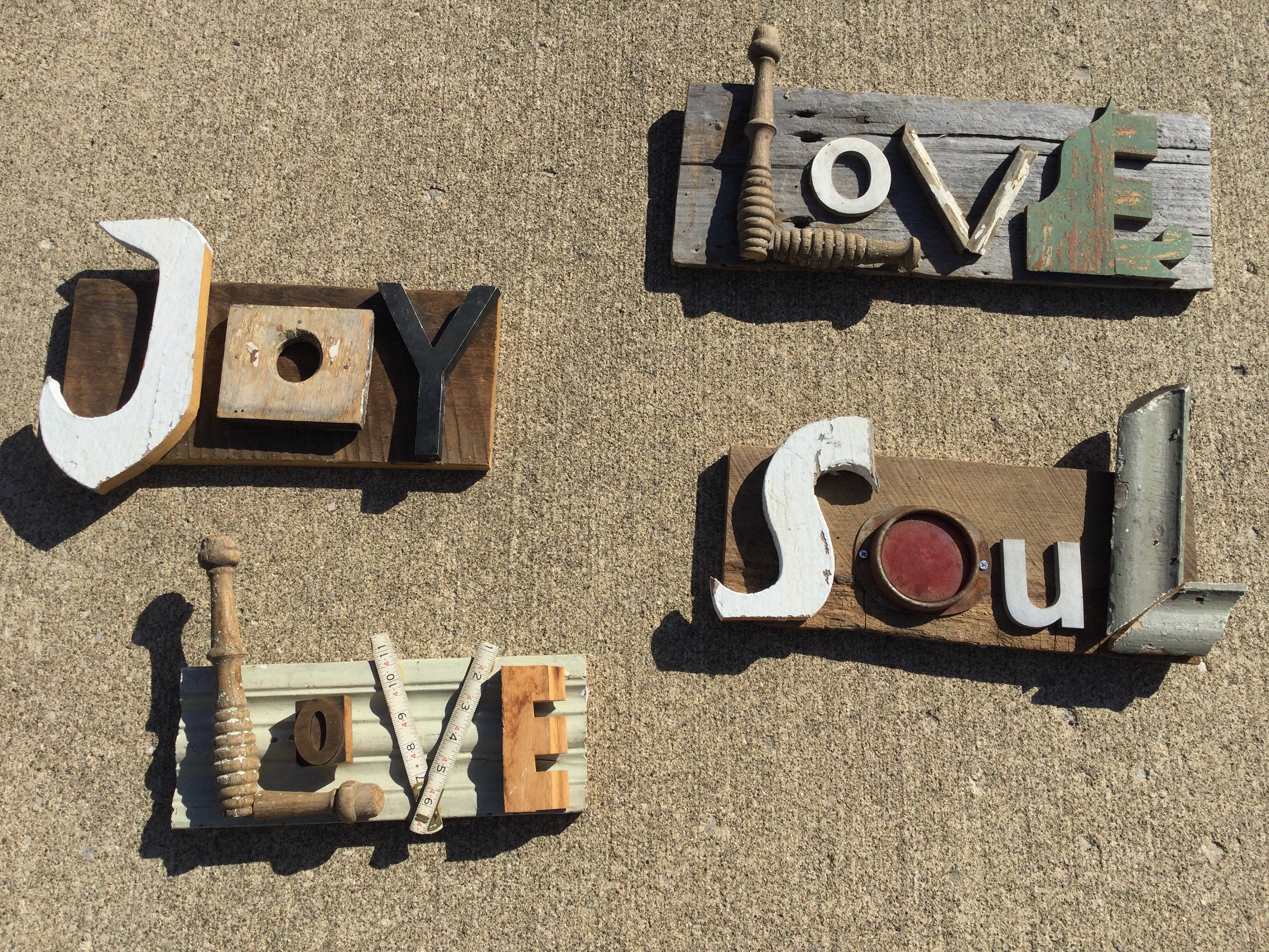 Architectural Salvage Sign, Wall Decor, Vintage Sign, Love, Joy, Soul ...