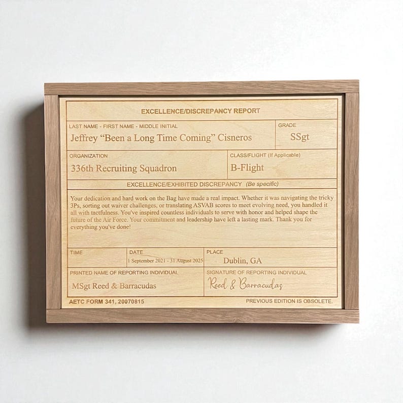 Air Force Going Away Gift PCS Separation Plaque for Coworker Airman Nco ...