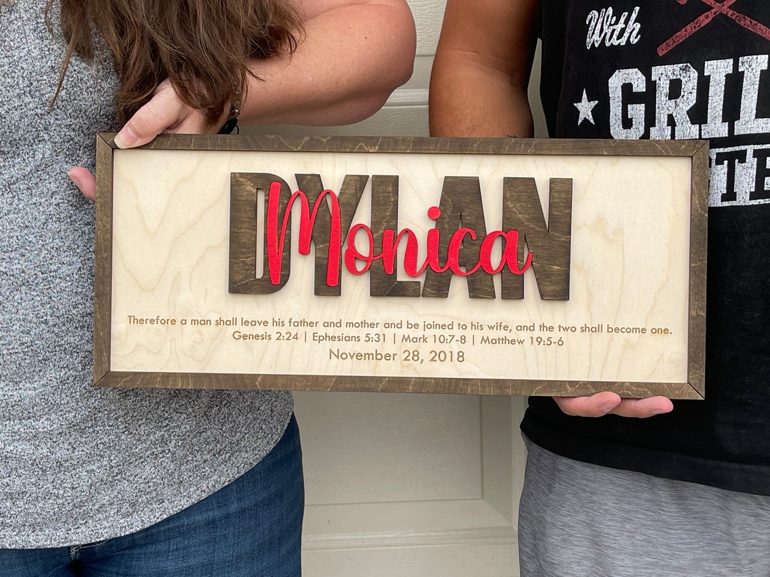 His & Her Name Sign, Traditional 5-year or Modern 6-year Anniversary ...