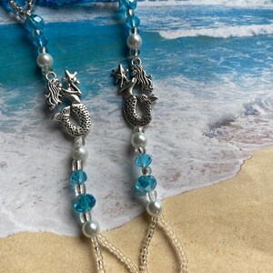 Mermaid Blue Barefoot Sandals in Crystal and Glass Shades of Blue Beads ...