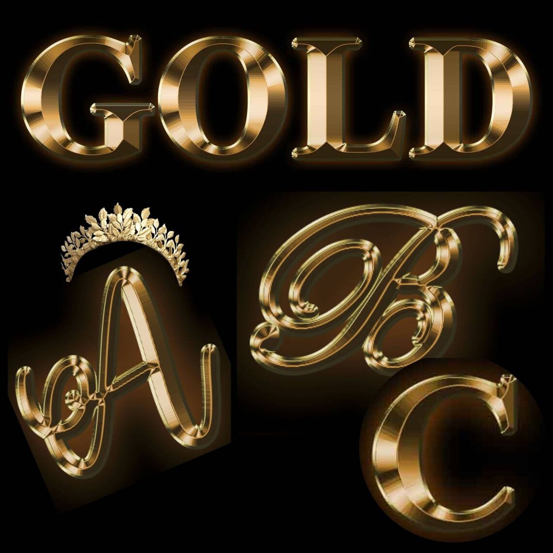 Gold Alphabet Clip Art Digital Download,hi-res Clip Art Letters ...