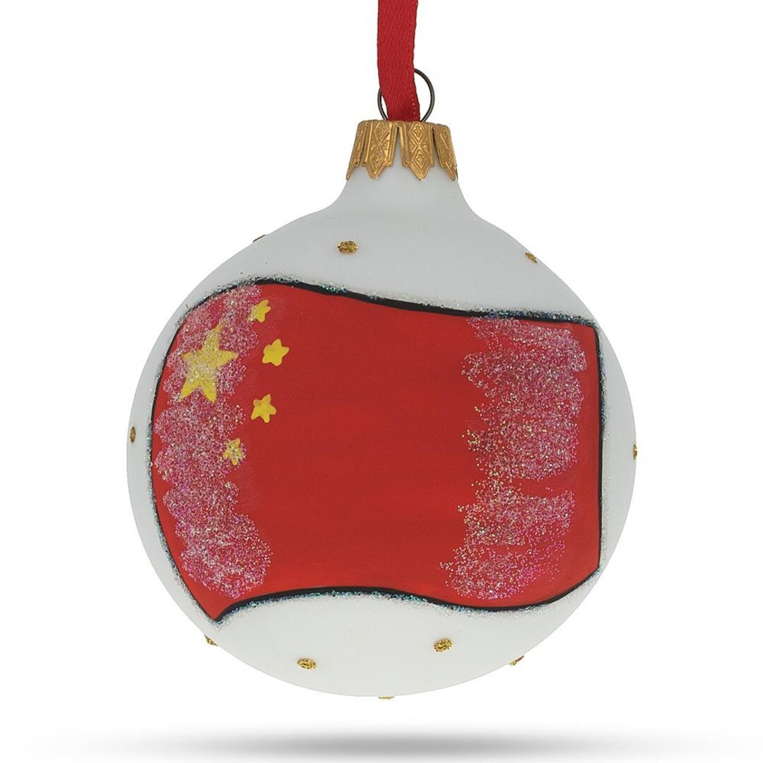 Chinese Heritage: Flag of China Blown Glass Ball Christmas Ornament 3. ...