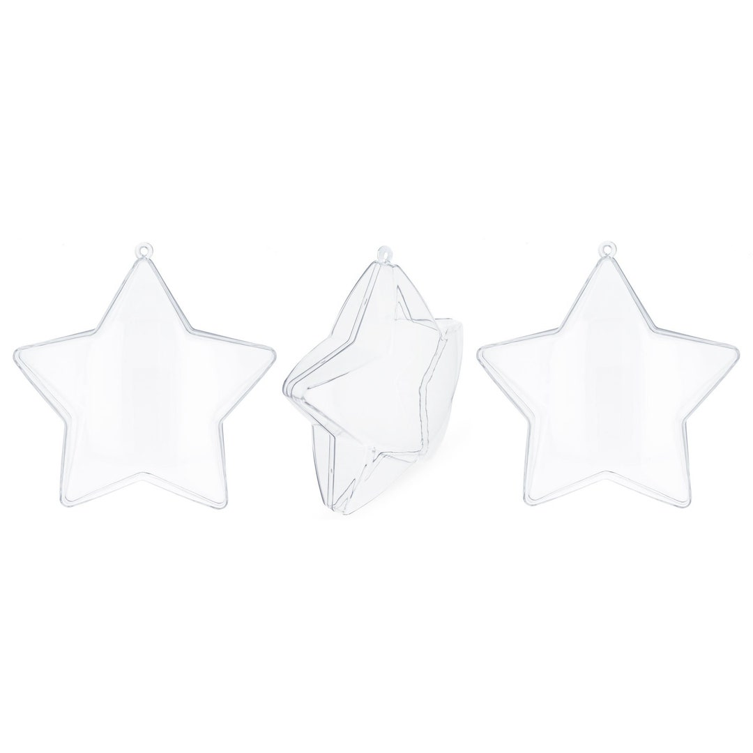 Set of 3 Clear Plastic Star Ornaments 3.25 Inches 83 Mm - Etsy