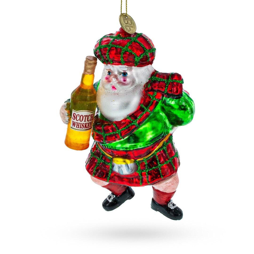 Scottish Santa in Kilt Blown Glass Christmas Ornament - Etsy