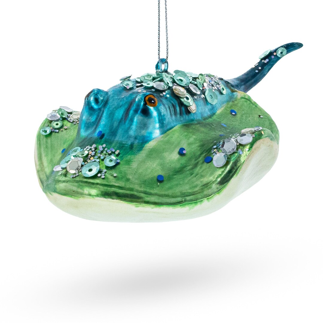 Exquisite Jeweled Blue Stingray Blown Glass Christmas Ornament - Etsy
