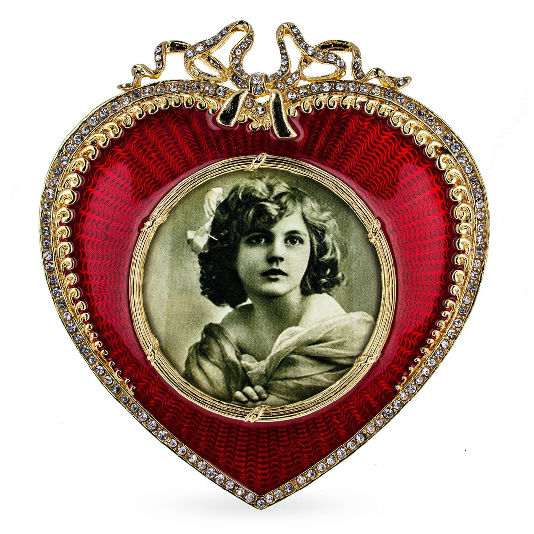 Red Heart Enameled Guilloche Royal Picture Frame - Etsy