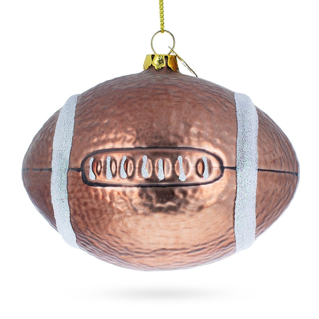 Shiny Football Blown Glass Christmas Ornament - Etsy