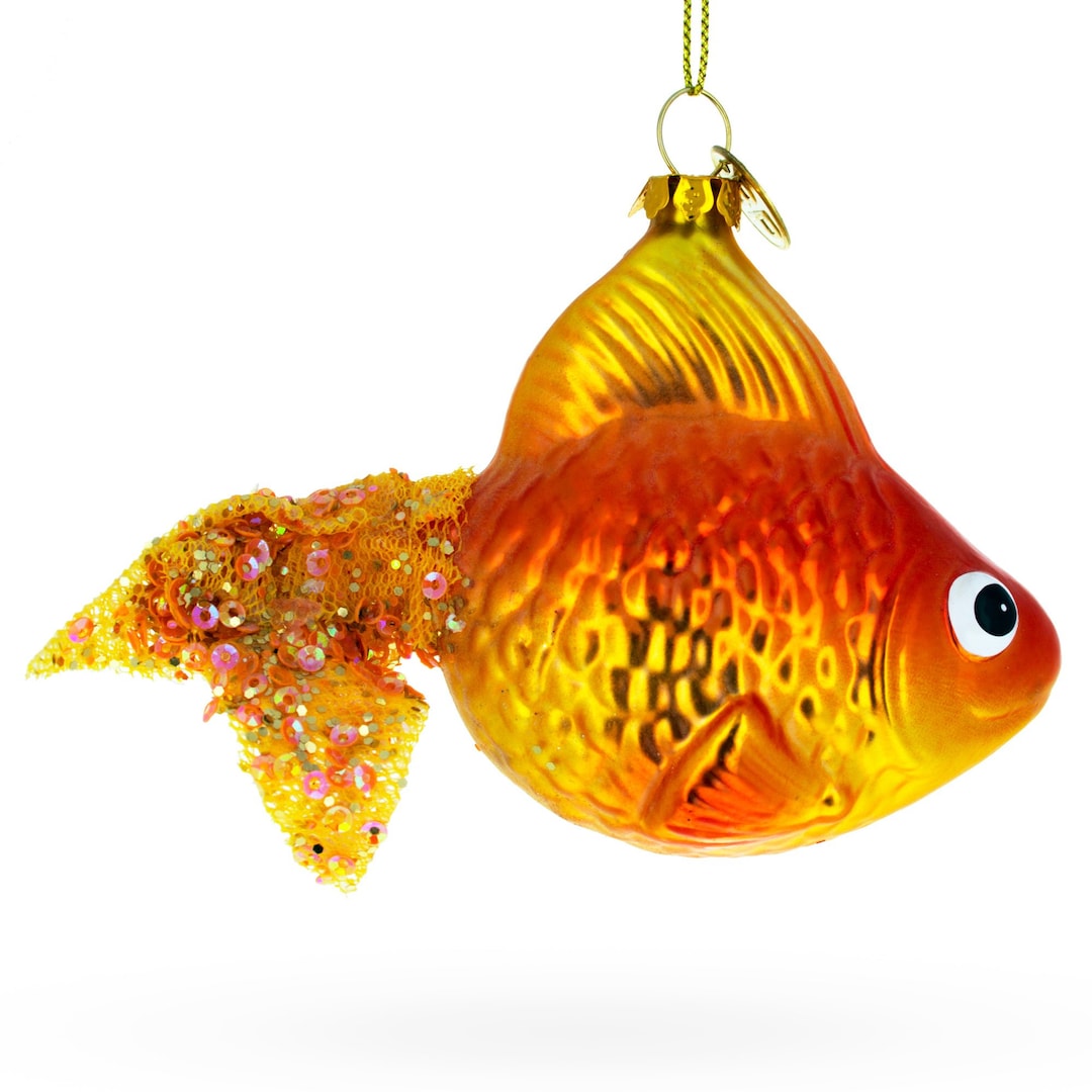 Glistening Goldfish in Aquatic Splendor Blown Glass Christmas Ornament ...