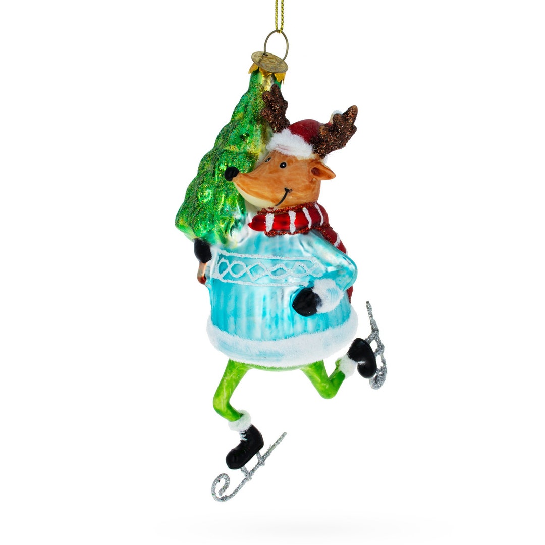 Whimsical Fox Ice Skating Blown Glass Christmas Ornament - Etsy
