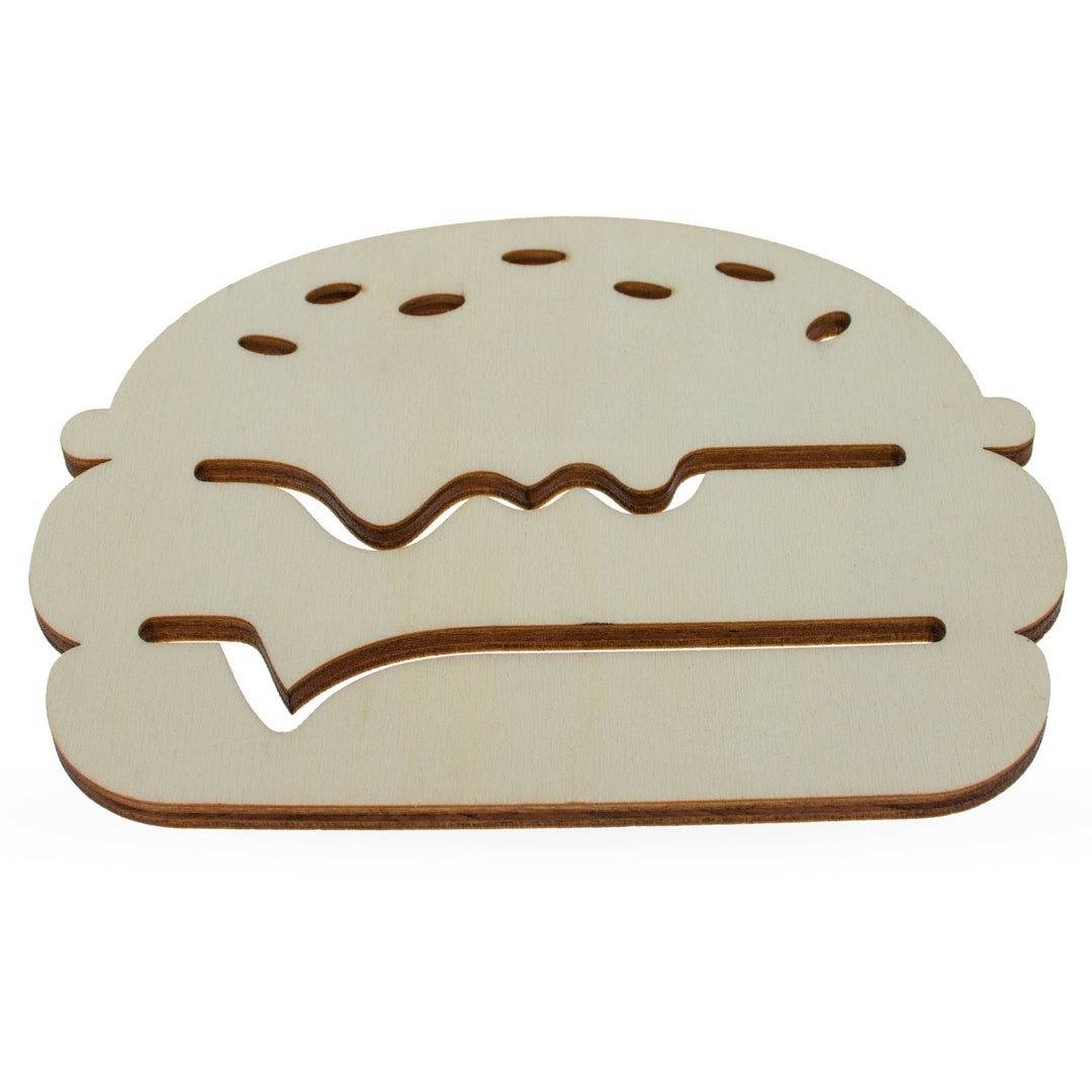 Unfinished Wooden Burger Shape Cutout DIY Craft 4.85 Inches - Etsy