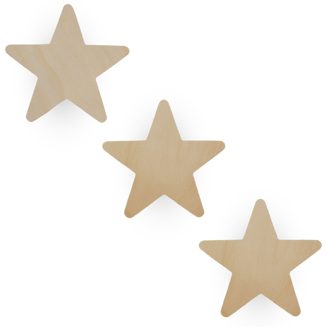 3 Unfinished Wooden Star Shapes Cutouts DIY Crafts 3.9 Inches - Etsy