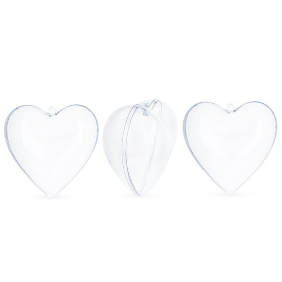 Set of 3 Clear Plastic Heart Ornaments 77.47 Mm 3.05 Inches - Etsy