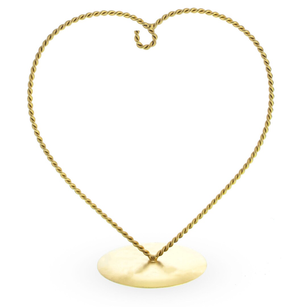 Heart Shape Gold Metal Solid Round Base Ornament Display Stand 7 Inches ...