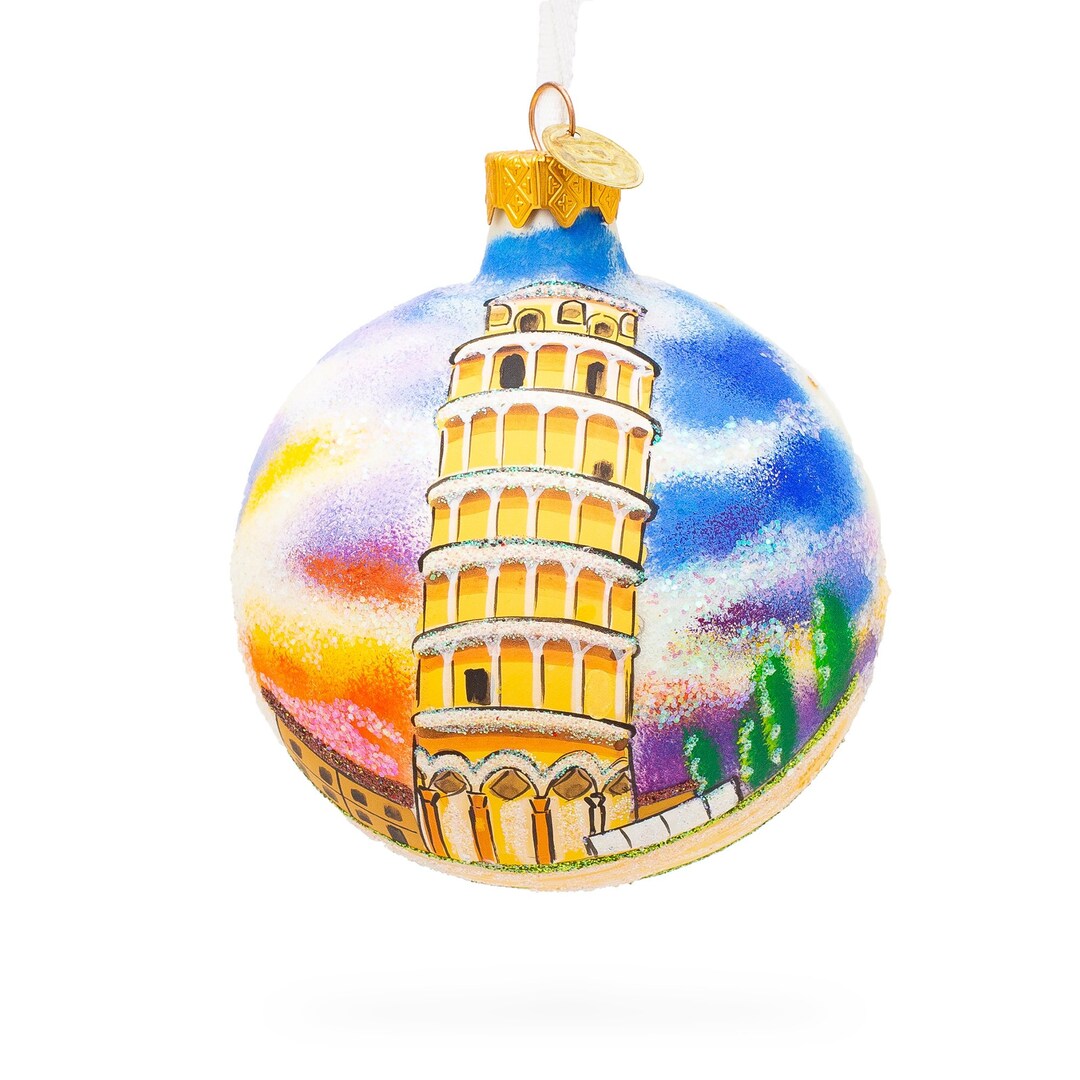 The Leaning Tower of Pisa Italy Glass Ball Christmas Ornament - Etsy ...