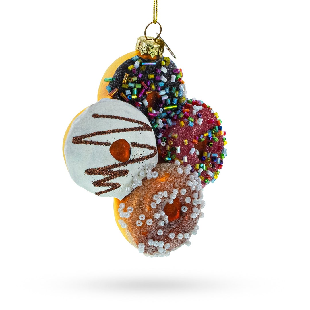 Festively Decorated Donuts Blown Glass Christmas Ornament - Etsy