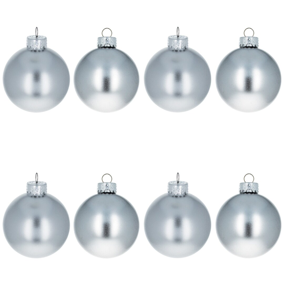 Set of 8 Shiny Silver Glass Christmas Ball Ornament DIY Craft 2.6 ...