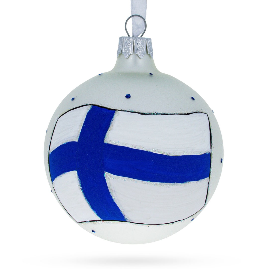 Flag of Finland Glass Ball Christmas Ornament 3.25 Inches - Etsy