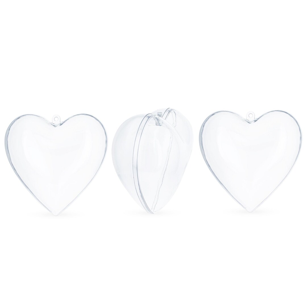 Set of 3 Clear Plastic Heart Ornaments 3.05 Inches - Etsy