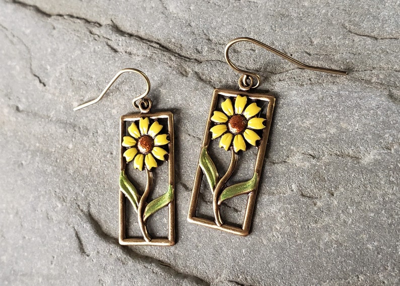 Hand Painted Black Eyed Susan Earrings Vineyard Jewelry | Etsy