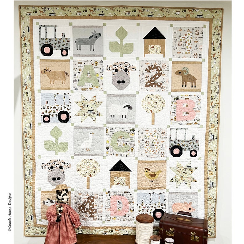 I Wanna Be a Farmer Quilt Pattern: Farm Animals Lap Quilt (digital PDF ...