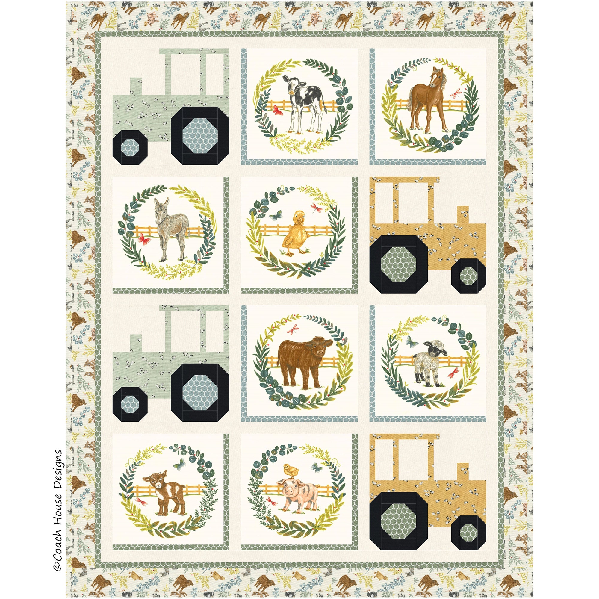 Tractor Pull Digital PDF Quilt Pattern by Coach House Designs **WILLOWS ...
