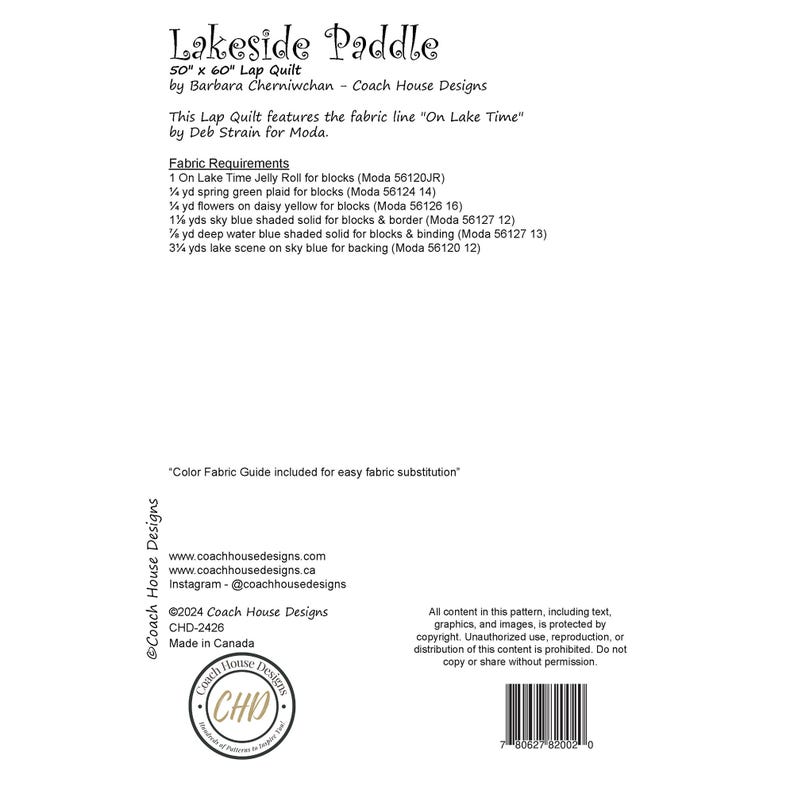 Lakeside Paddle Quilt Pattern: Deb Strain "on Lake Time" Fabric (PDF ...