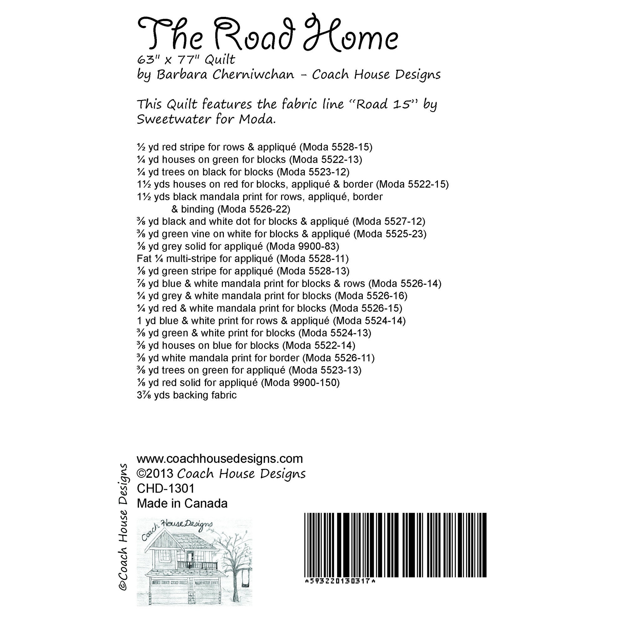 The Road Home Digital PDF Quilt Pattern by Coach House Designs - Etsy