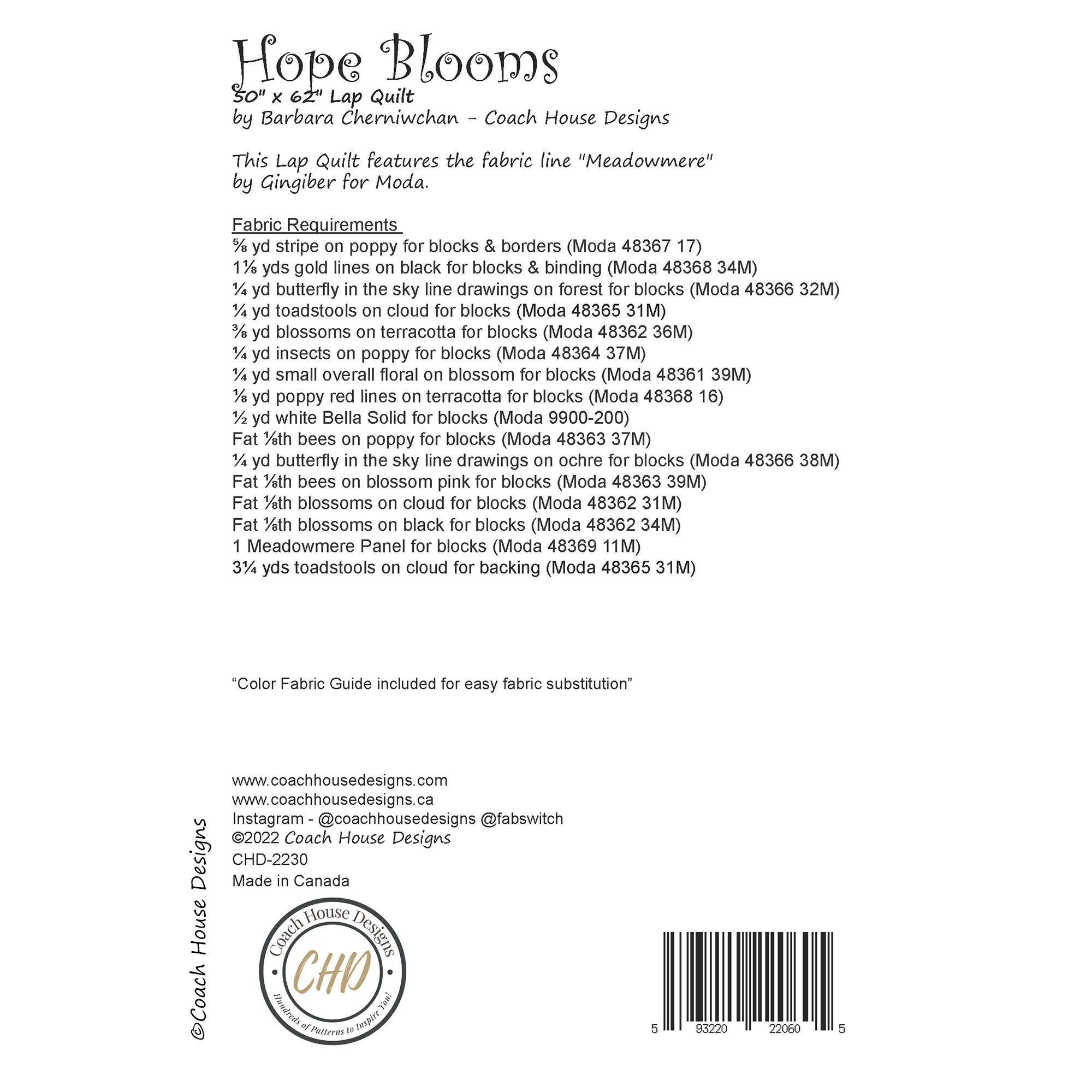 Hope Blooms PDF Quilt Pattern by Coach House Designs - MEADOWMERE by ...