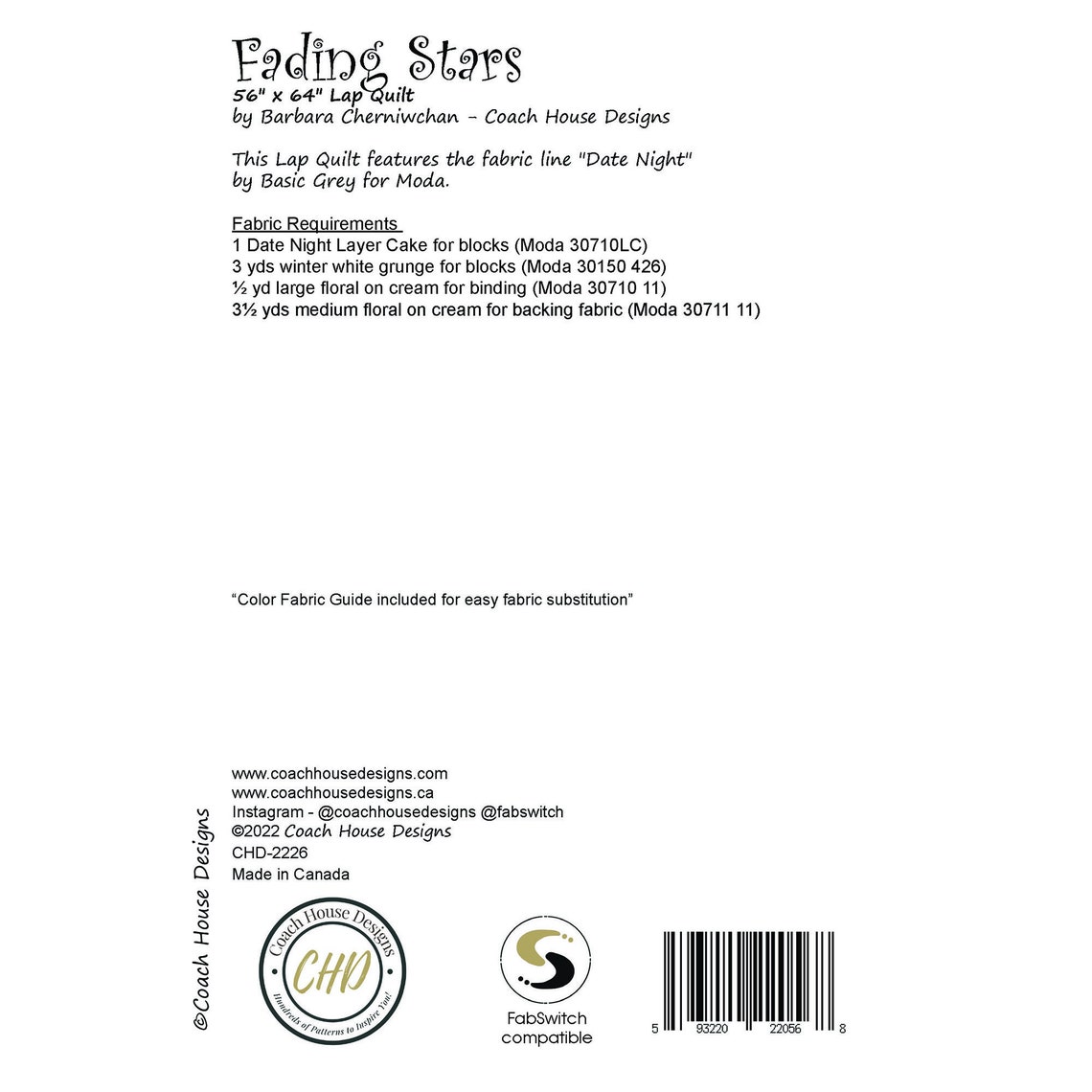 Fading Stars PDF Quilt Pattern by Coach House Designs - DATE NIGHT by ...