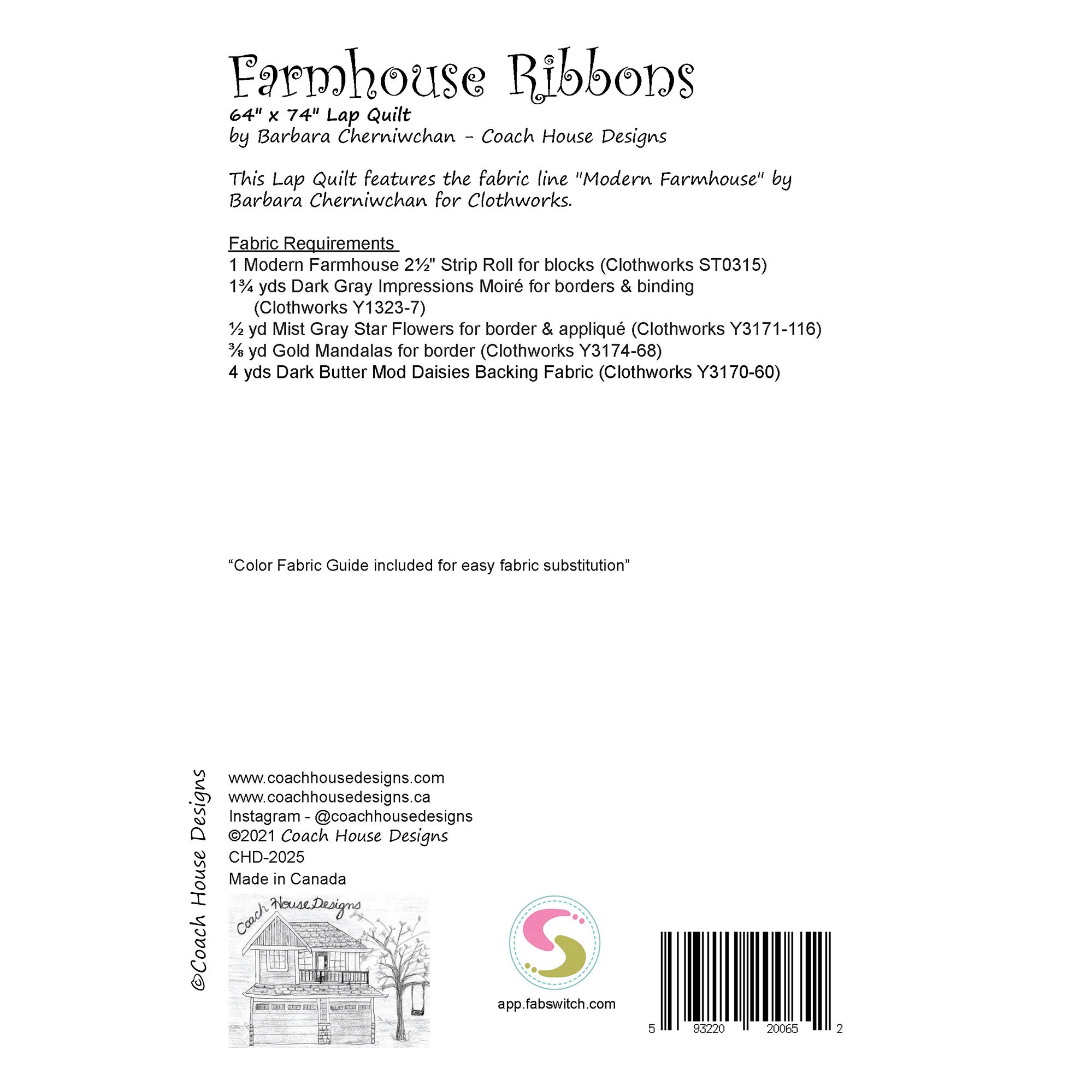 Farmhouse Ribbons Digital PDF Quilt Pattern by Coach House Designs - Etsy