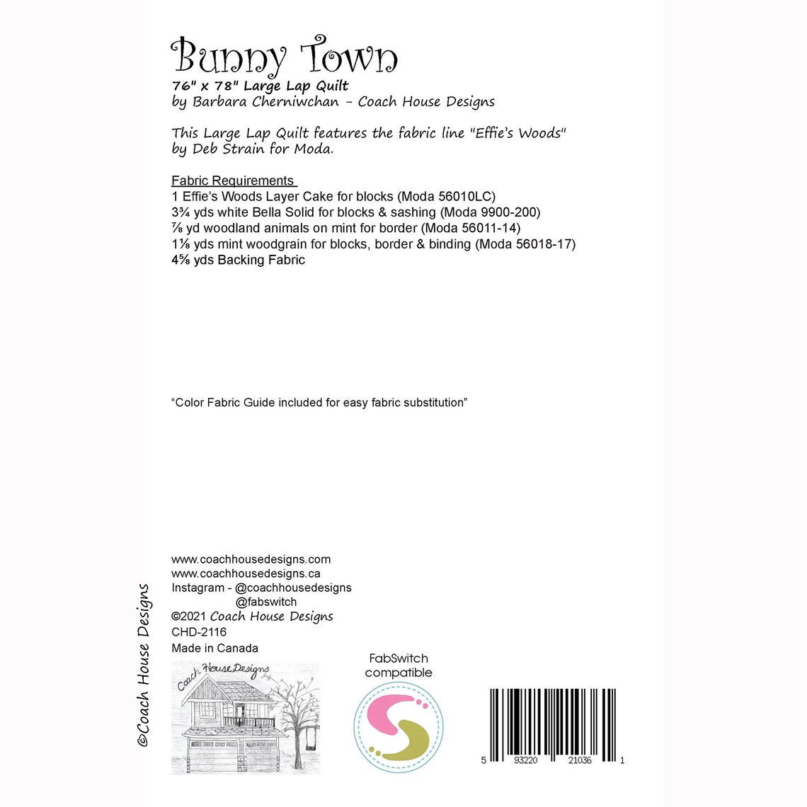 Bunny Town Digital PDF Quilt Pattern by Coach House Designs - Etsy