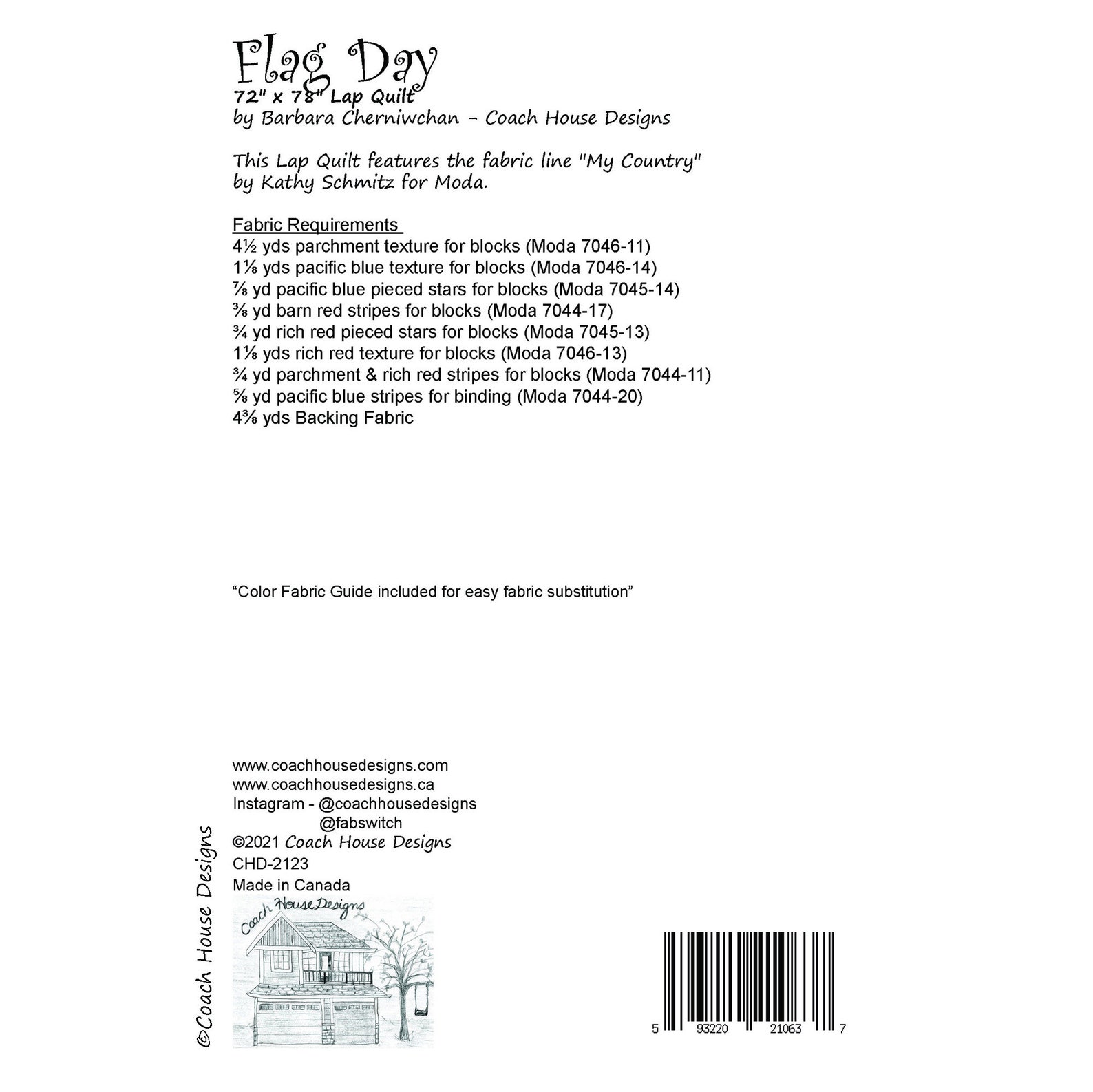 Flag Day Digital PDF Quilt Pattern by Coach House Designs - Etsy