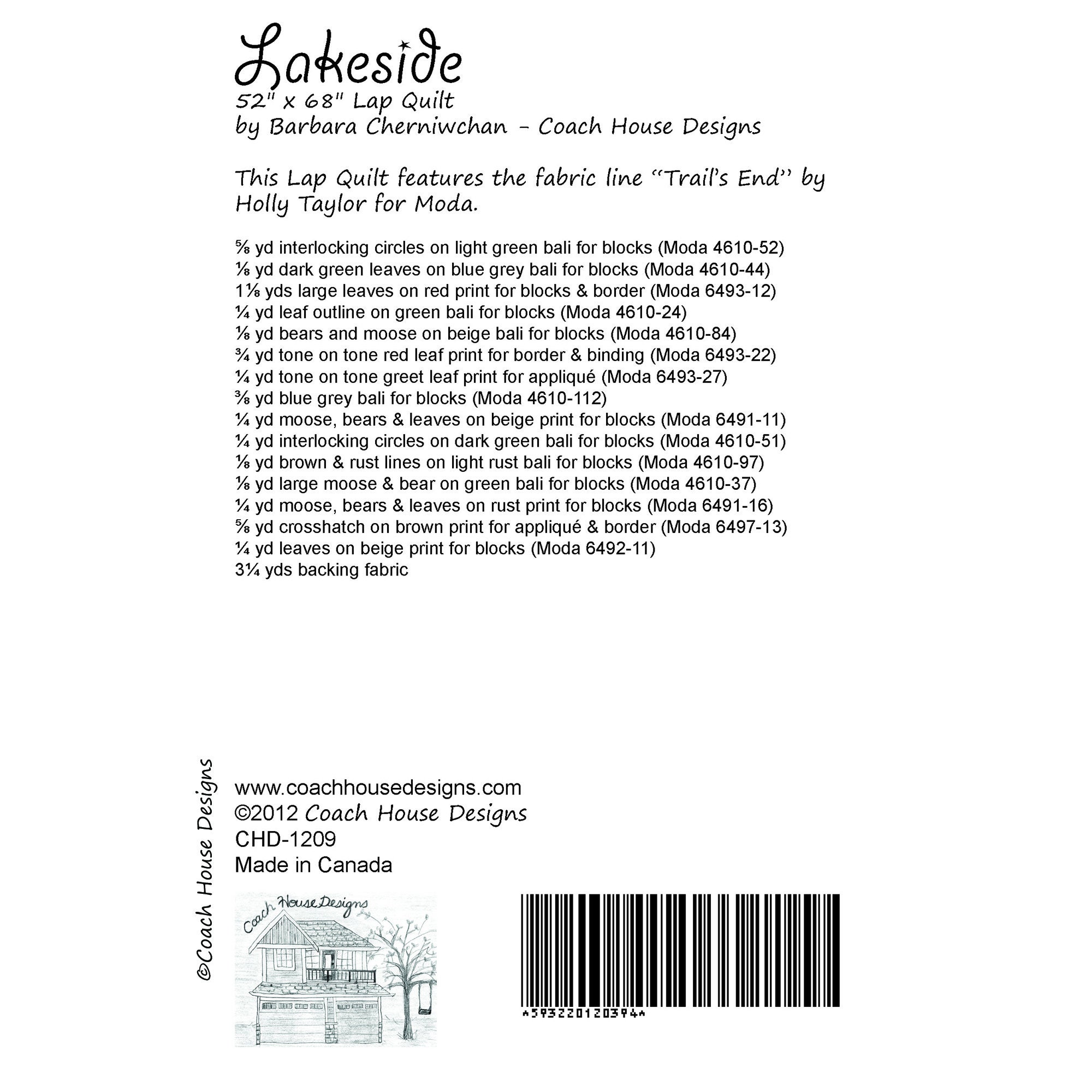 Lakeside Digital PDF Quilt Pattern by Coach House Designs - Etsy