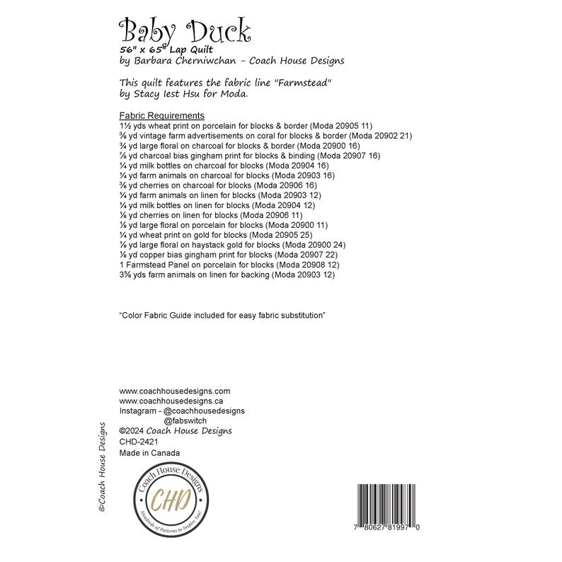 Baby Duck Downloadable PDF Quilt Pattern by Coach House Designs - Etsy