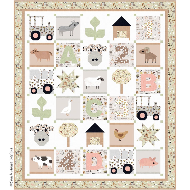 I Wanna Be a Farmer Quilt Pattern: Farm Animals Lap Quilt (digital PDF ...
