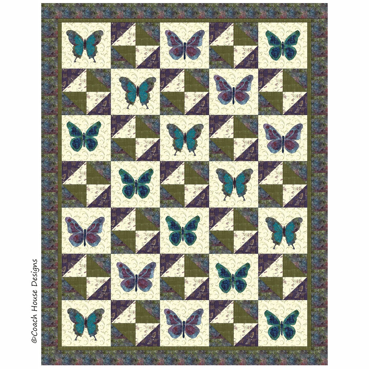 Flutterby Digital PDF Quilt Pattern by Coach House Designs - Etsy Nederland