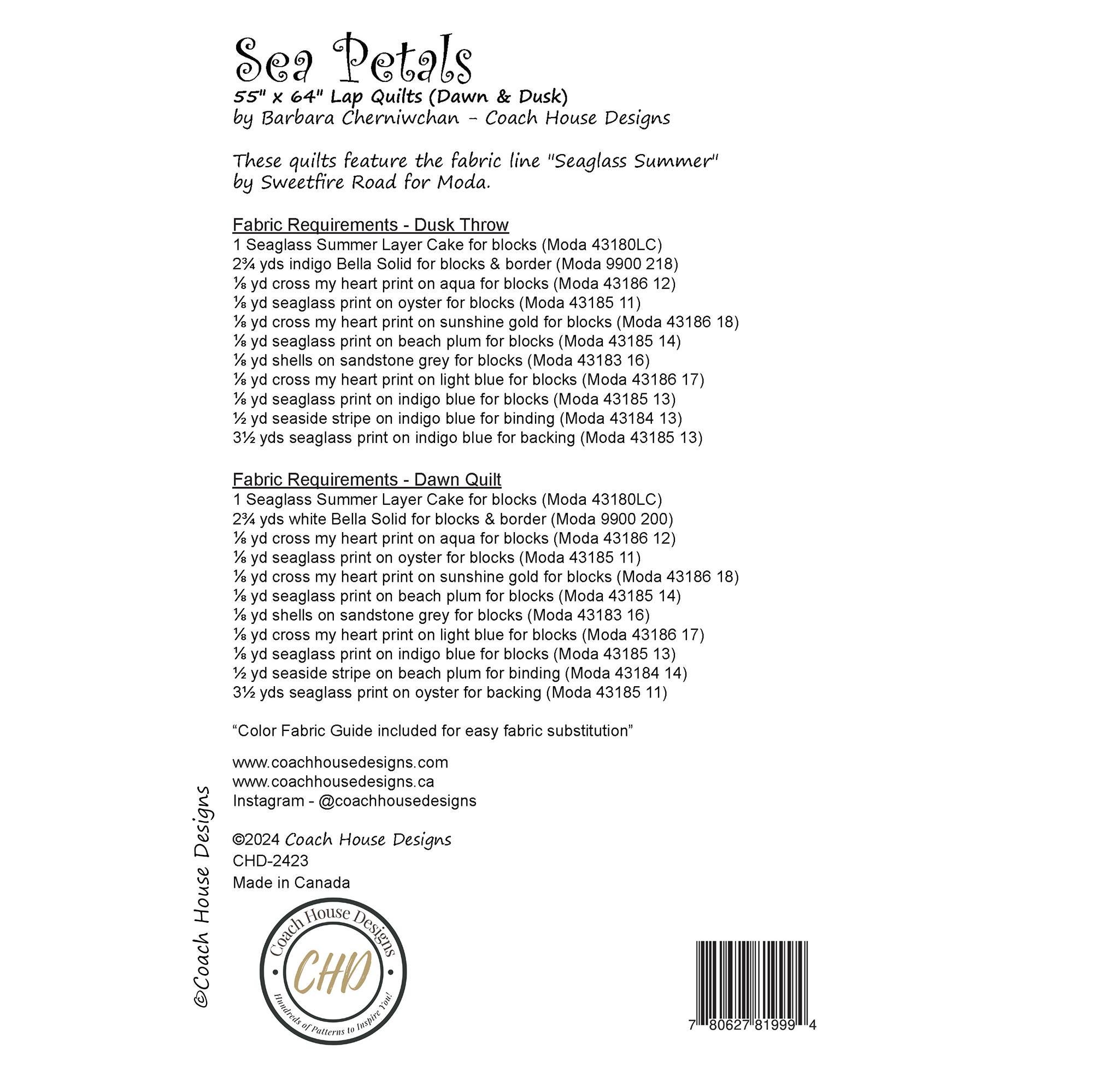 Sea Petals Downloadable PDF Quilt Pattern by Coach House Designs - Etsy