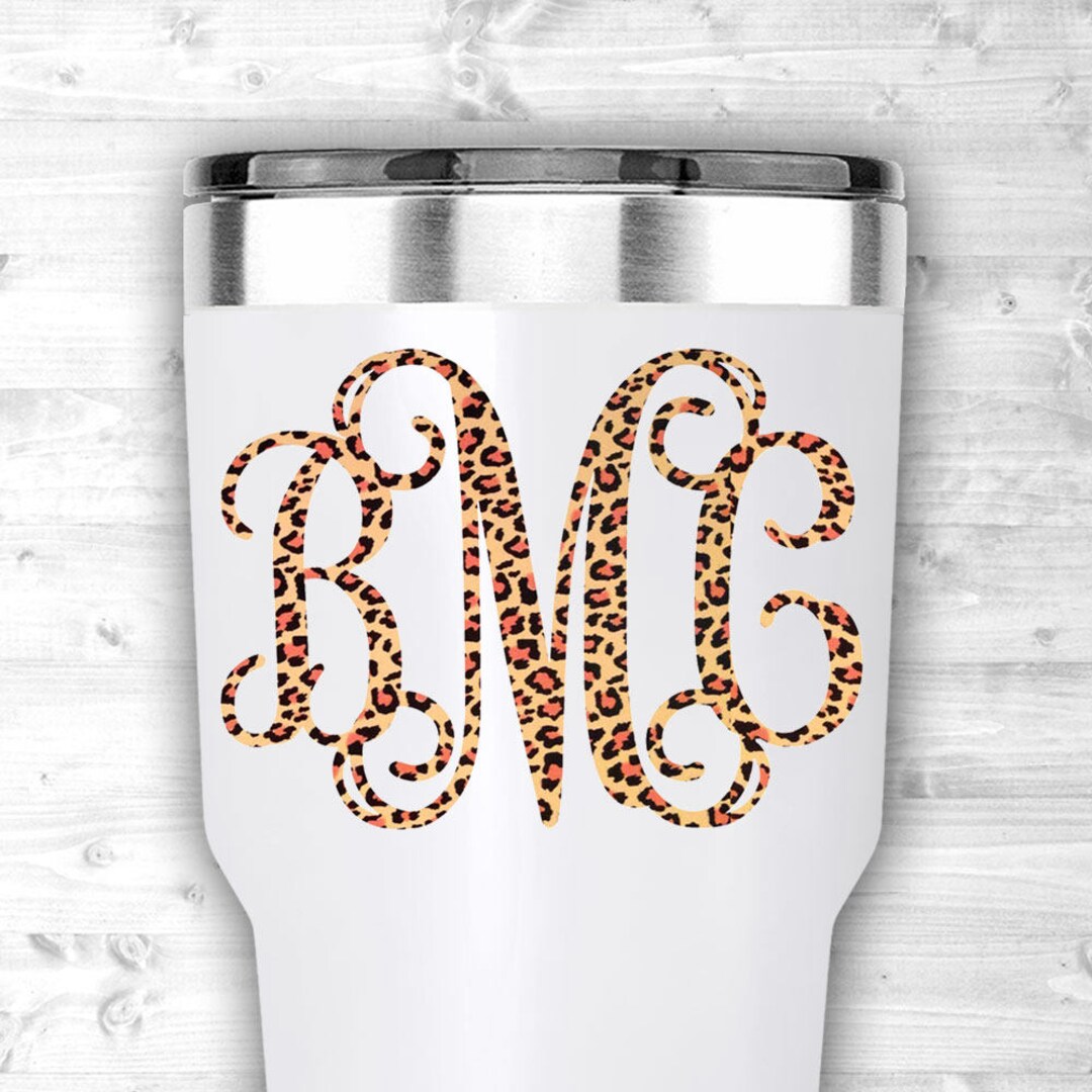 Leopard Print Monogram, Leopard Vinyl Decal, Leopard Print Initials ...