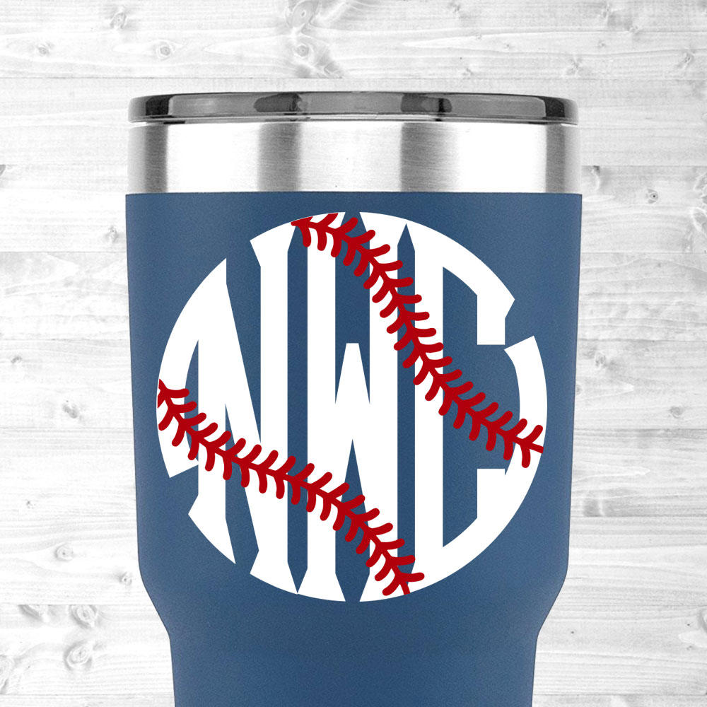 Baseball Monogram Decal for Water Bottle Baseball Monogram - Etsy