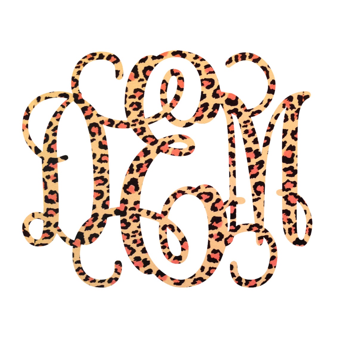 Leopard Print Monogram, Leopard Vinyl Decal, Leopard Print Initials ...