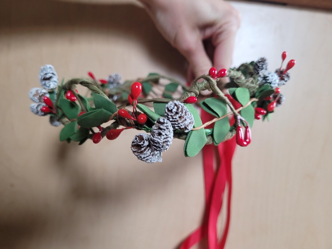 Christmas Pinecone Crown, Pinecone Vine Yule Tiara Headband, Fairy ...