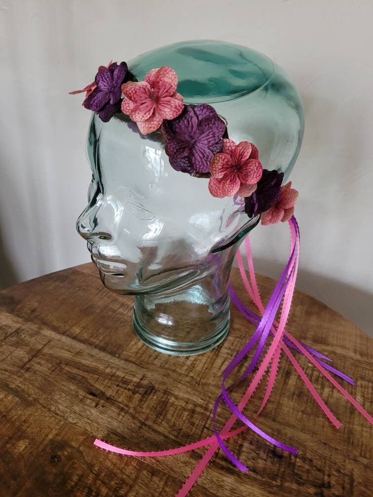 Pink and Purple Princess Flower Crown Pink & Purple Flower | Etsy
