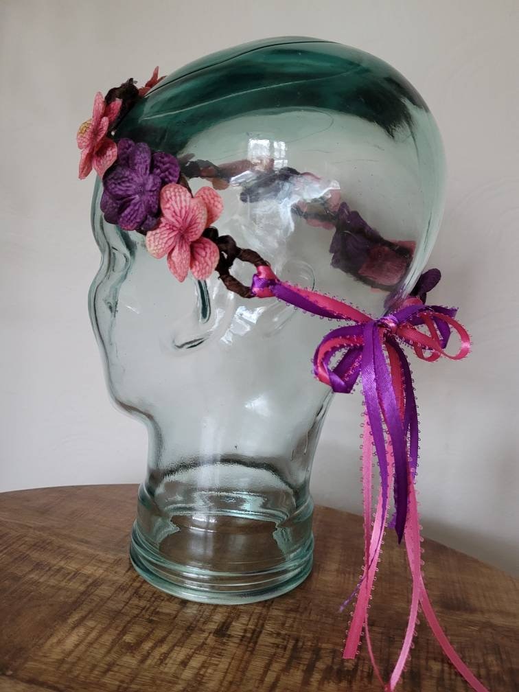 Pink and Purple Princess Flower Crown Pink & Purple Flower | Etsy