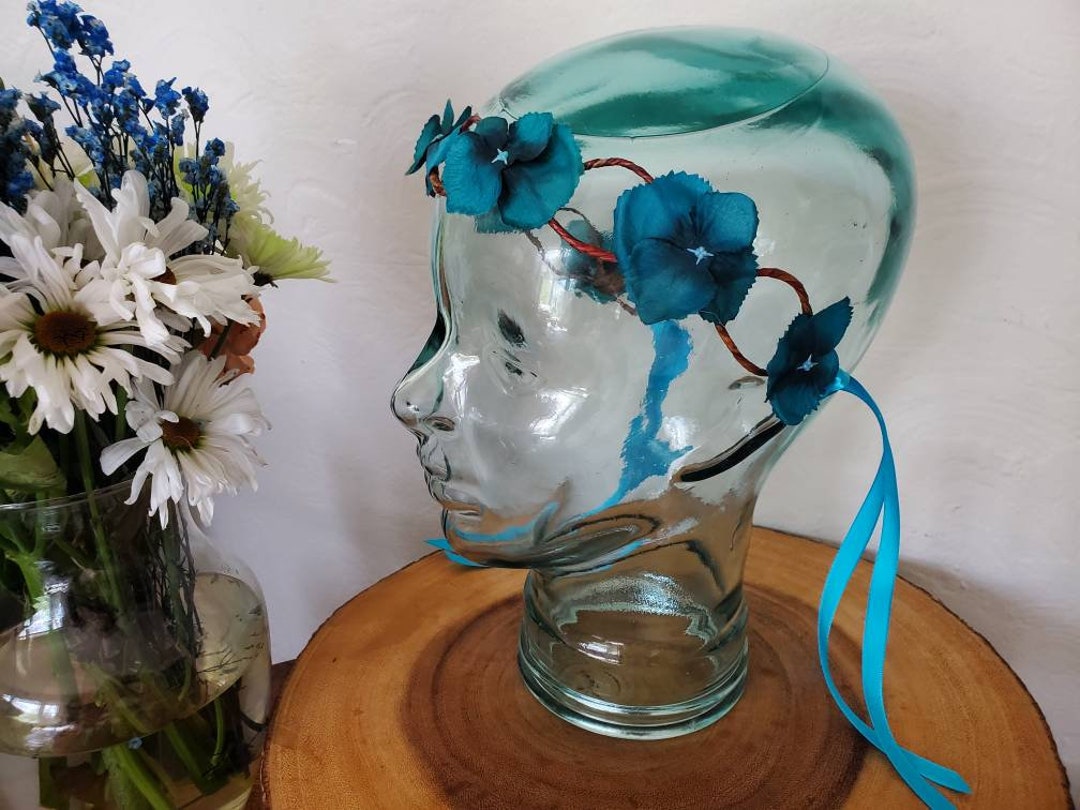 Dark Teal Flower Crown, Aqua Flower Headband, Boho Teal Flower Tiara ...