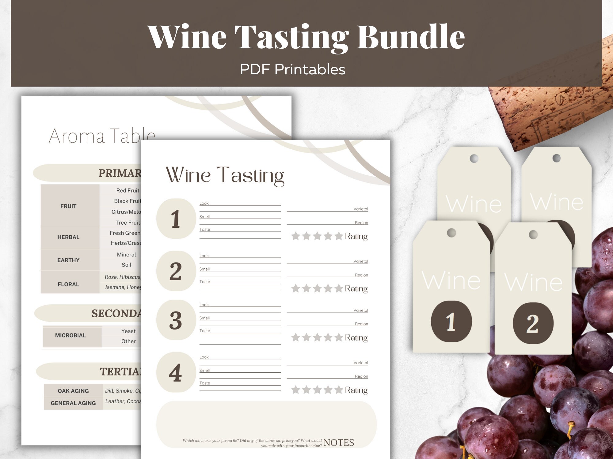 Printable Wine Tasting Bundle Wine Tasting Party Wine Tasting Sheets ...