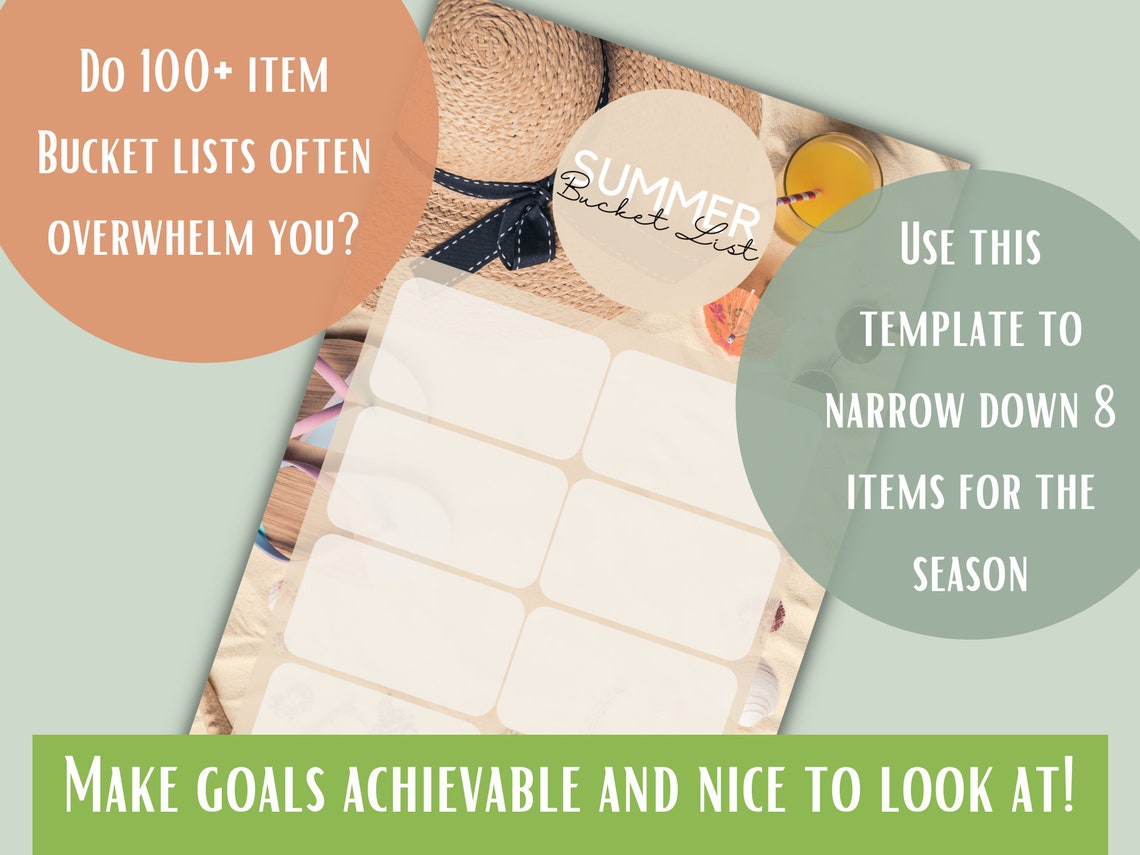 Seasonal Bucket List Template Printable Bucket List Bucket - Etsy Canada