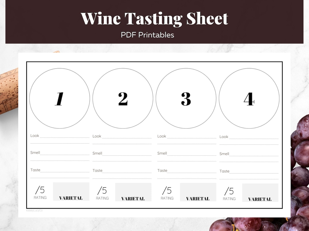 Beginner Printable Wine Tasting Sheet Pdf