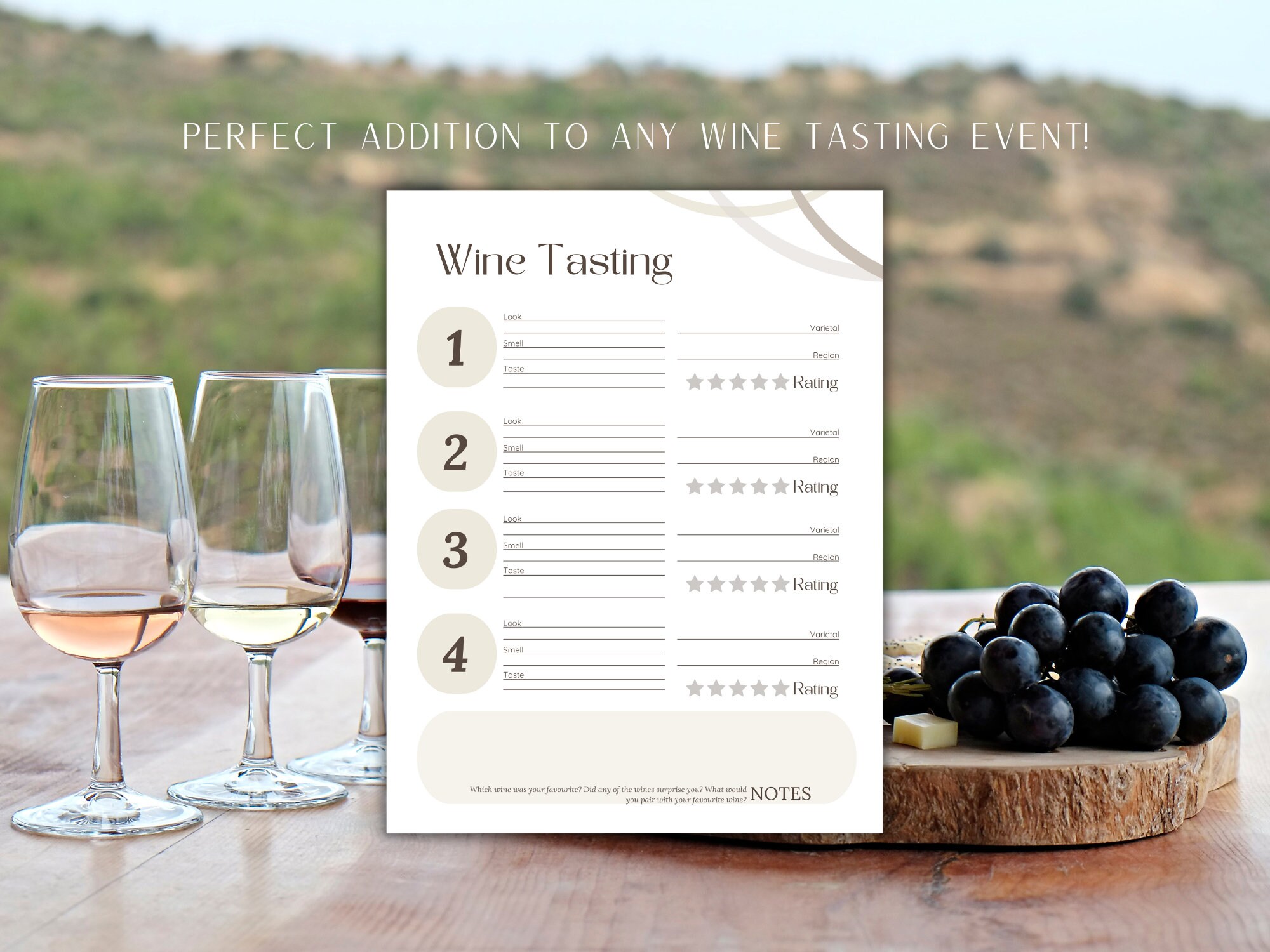 Printable Wine Tasting Sheets Wine Tasting Party Rating, Appearance ...