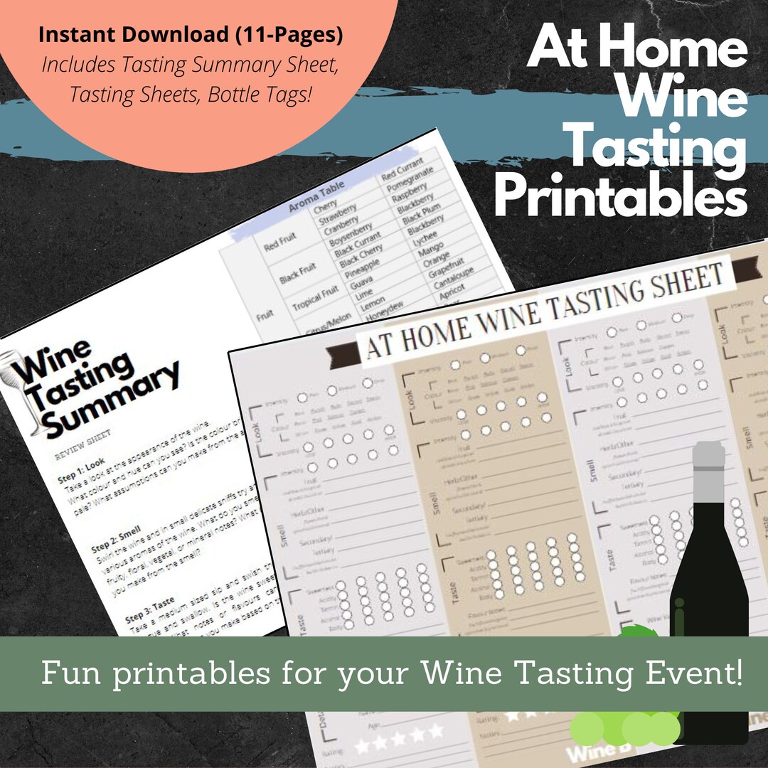 At Home Wine Tasting Printables wine Tasting Sheets Wine - Etsy