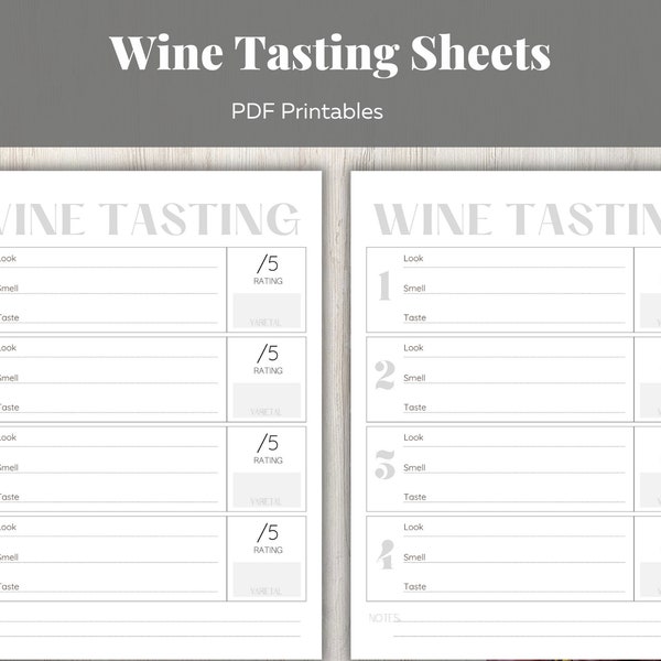 Wine Tasting Sheet - Etsy